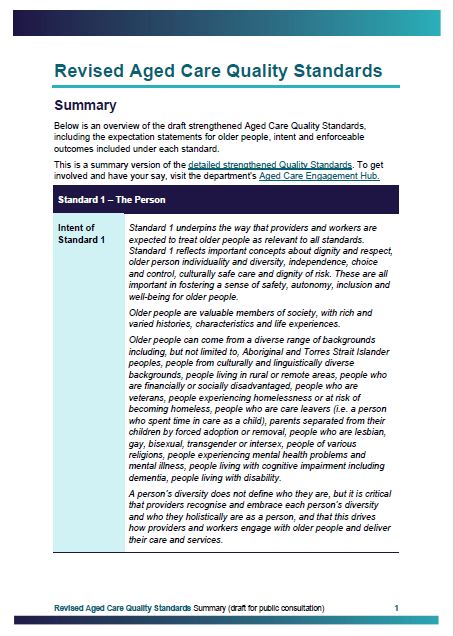 Shared Post-Revised Aged Care Quality Standards â€“ Sum